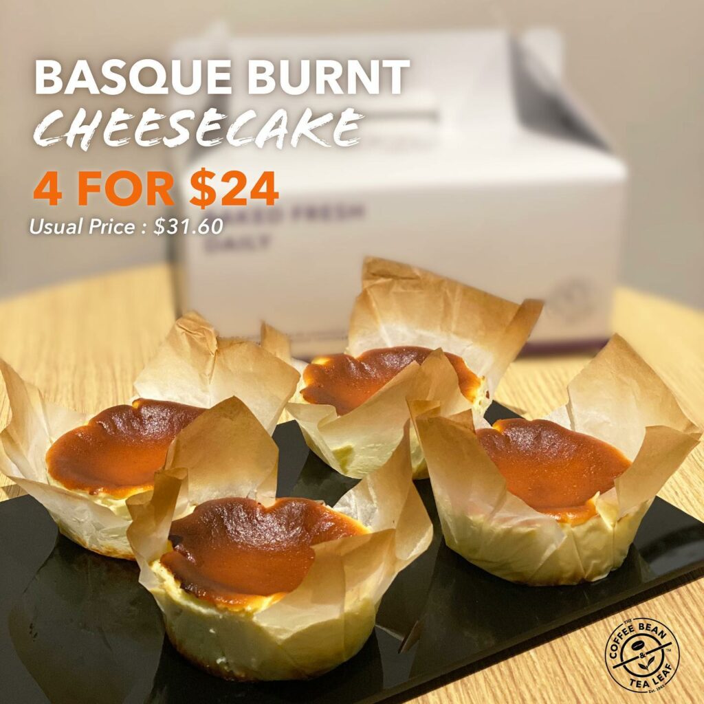 Coffee Bean Has 4-For-$24 Basque Burnt Cheesecakes