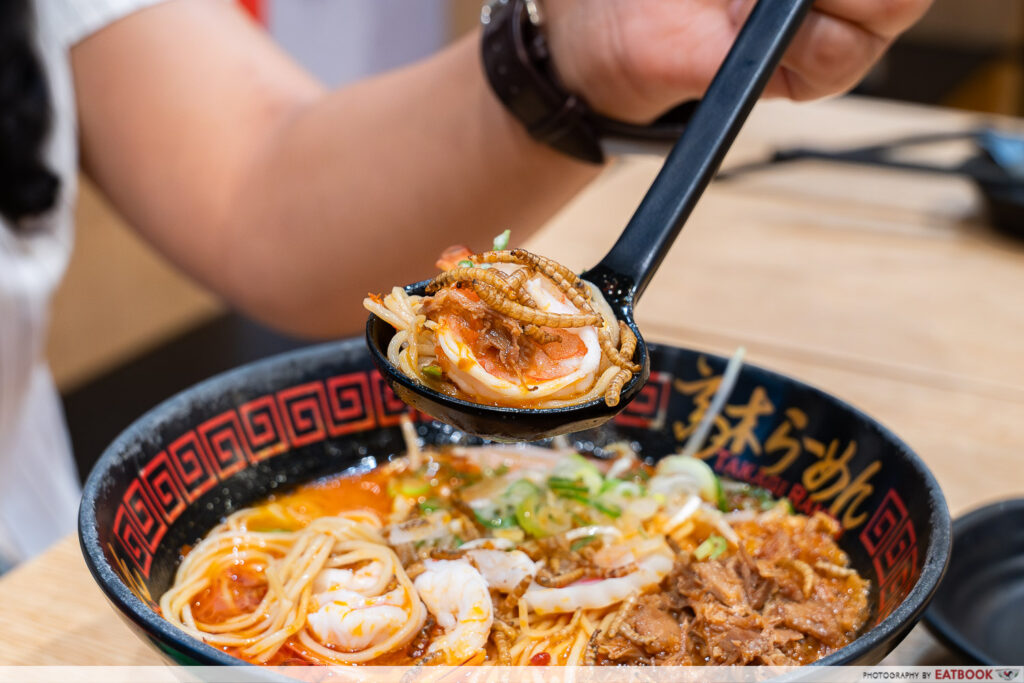 Takagi Ramen Has Prawn Noodles With Mealworms | Eatbook.sg